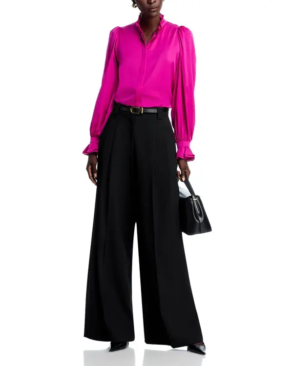 Kobi Halperin Silk Blend Ruffle Blouse - Fuchsia