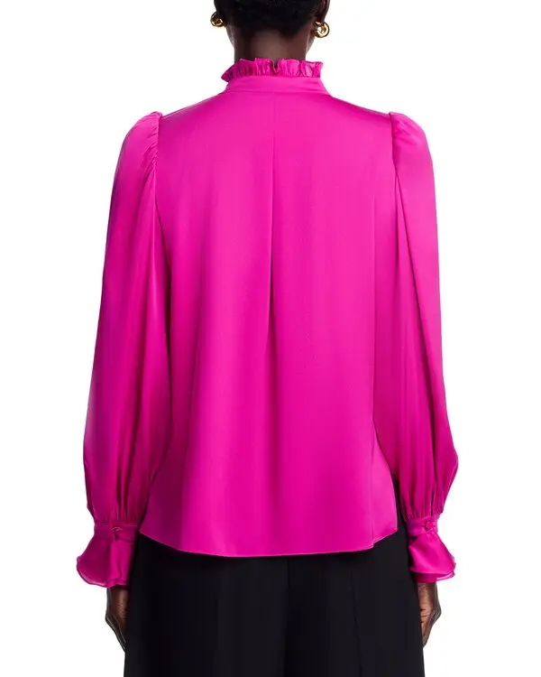 Kobi Halperin Silk Blend Ruffle Blouse - Fuchsia
