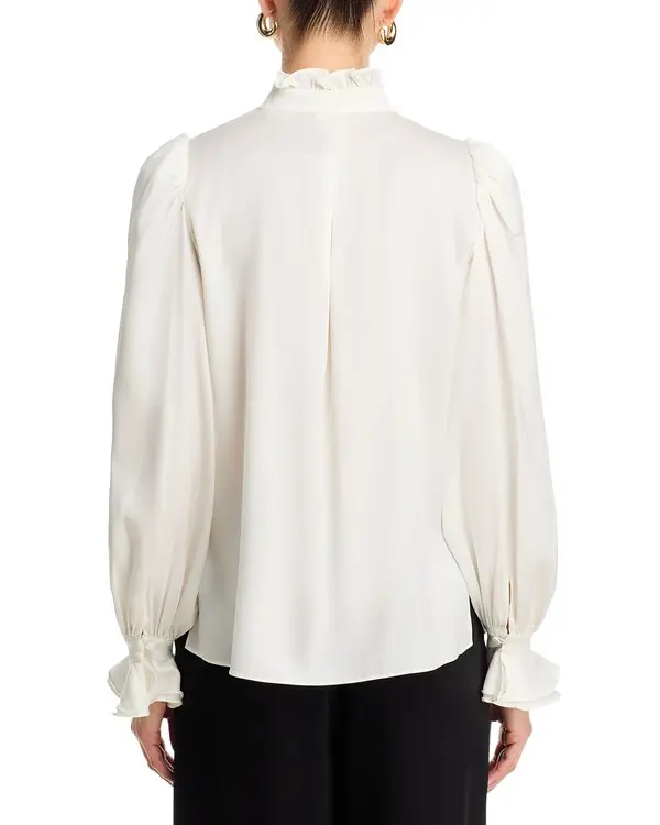 Kobi Halperin Harley Silk Blend Ruffle Blouse - Ivory
