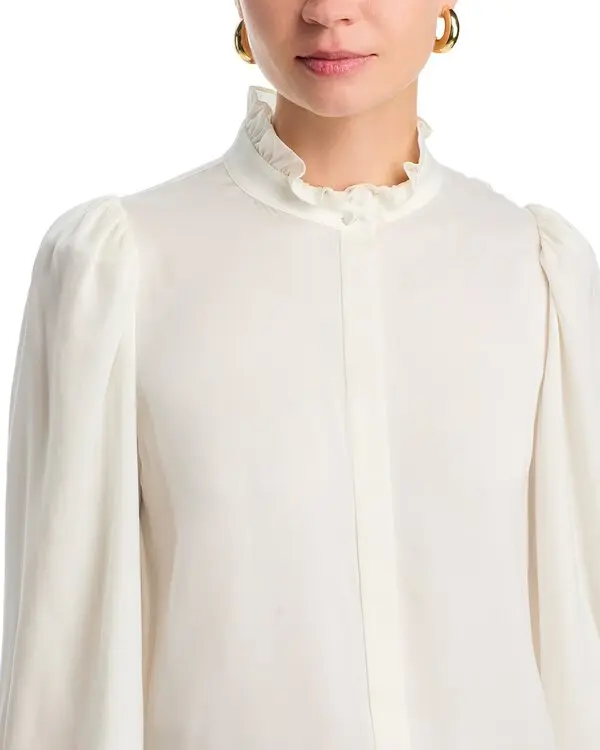 Kobi Halperin Harley Silk Blend Ruffle Blouse - Ivory