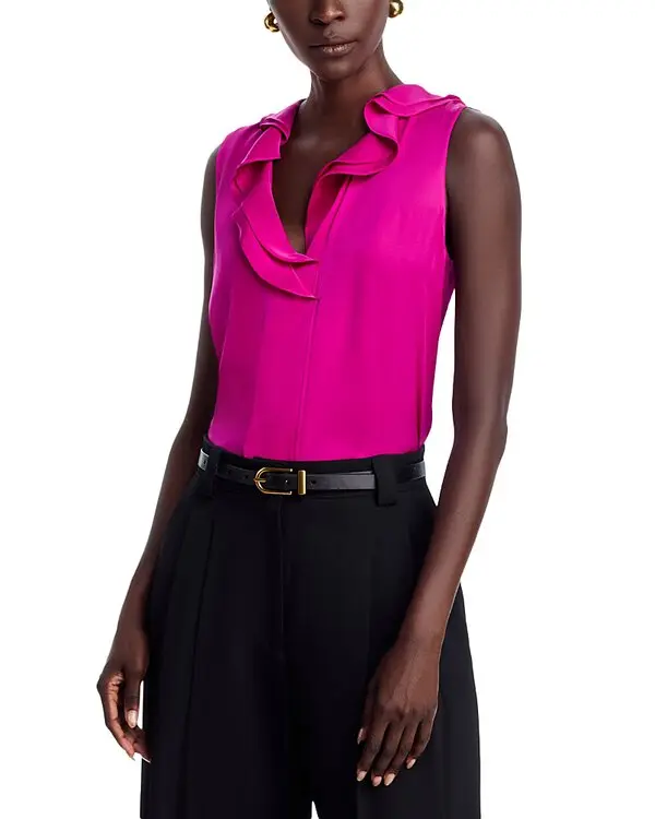 Kobi Halperin Kali Silk Blend Ruffle Collar Blouse - Fuchsia