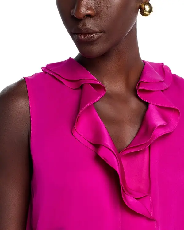 Kobi Halperin Kali Silk Blend Ruffle Collar Blouse - Fuchsia