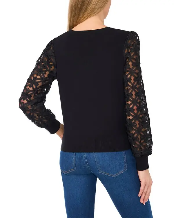 CECE DUPRAZ Floral Lace Combo Sweater