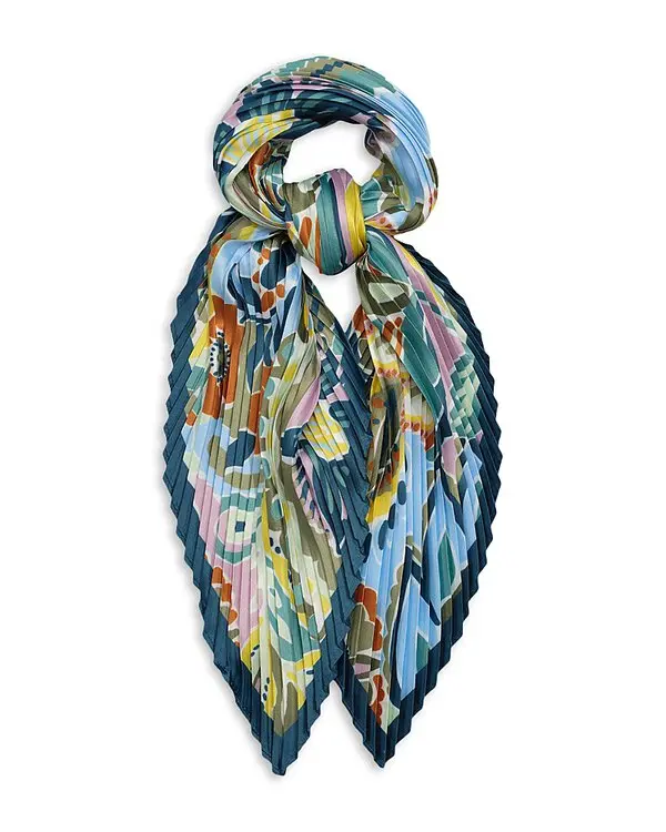 Echo Crazy Paisley Pleated Diamond Scarf - Citron