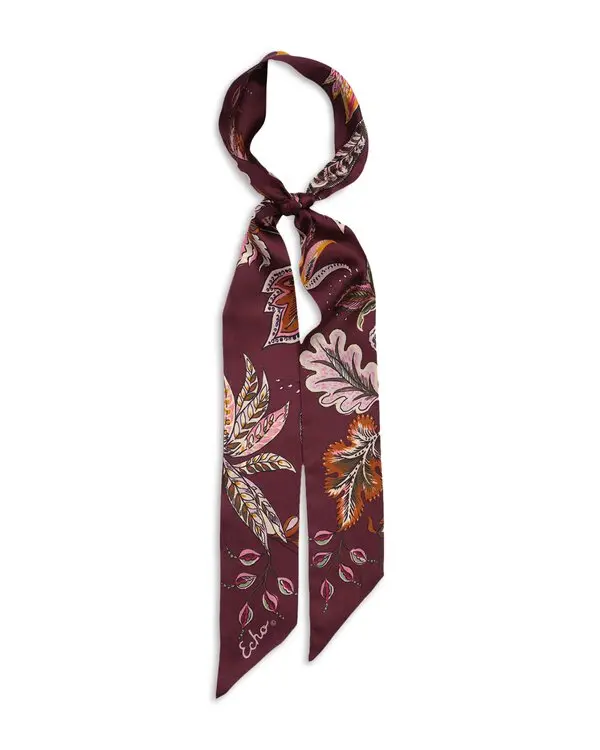 Echo Falling Leaves Silk Ribbon Scarf - Fig
