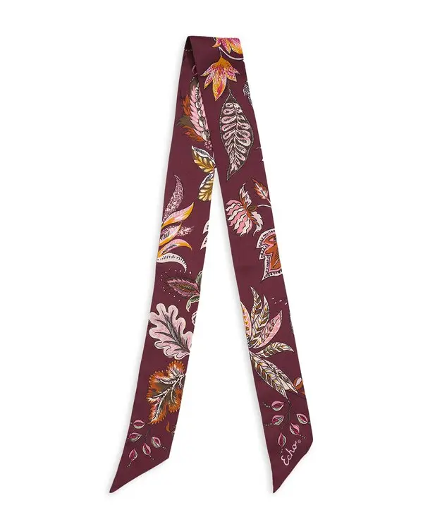 Echo Falling Leaves Silk Ribbon Scarf - Fig