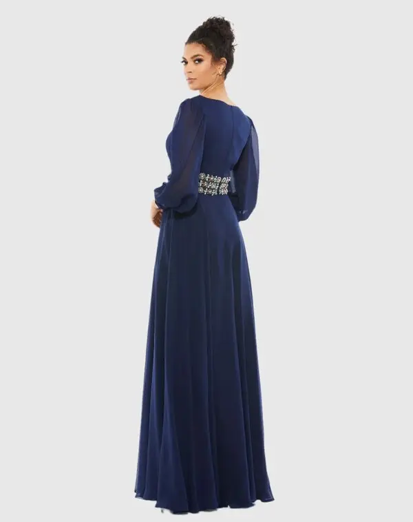 Mac Duggal Bishop Sleeve Wrap Gown