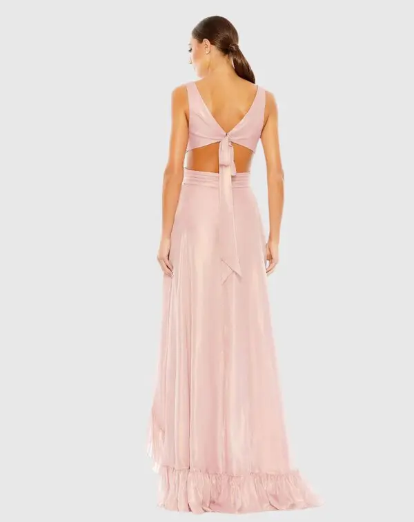 Mac Duggal Sheer Organza Overlay Ruffle Gown - Pink