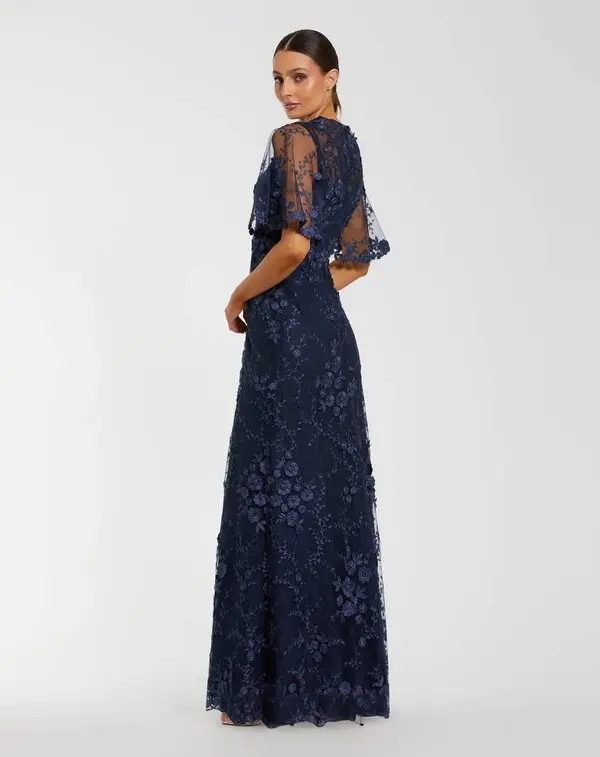 embroidered tulle overlay dress Fully embroidered dress with tulle overlay main image 1
