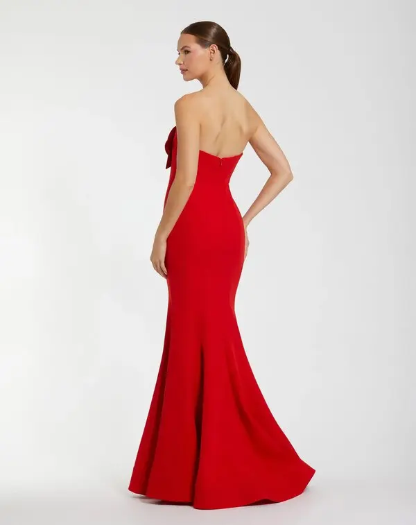 Mac Duggal Strapless Mermaid Gown With 3d Flowers