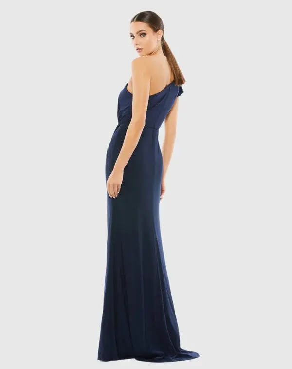 Mac Duggal Ruffled One-shoulder Draped Gown