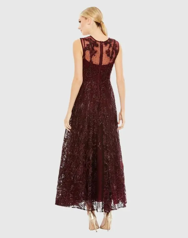 casual burgundy maxi dress Burgundy Maxi Dress with Mid-Sleeves | Burgundy Maxi Dress main image 0