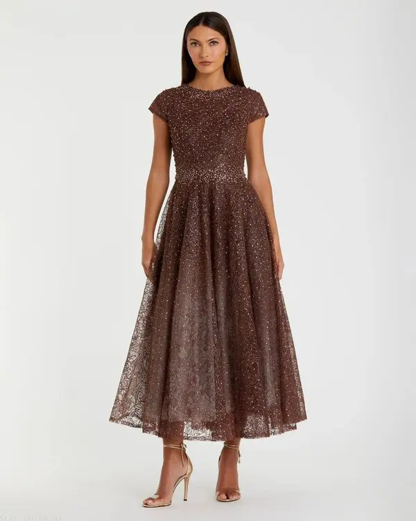 chinese dress ladies Mac Duggal Sequin Gown with Feather Detail main image 0