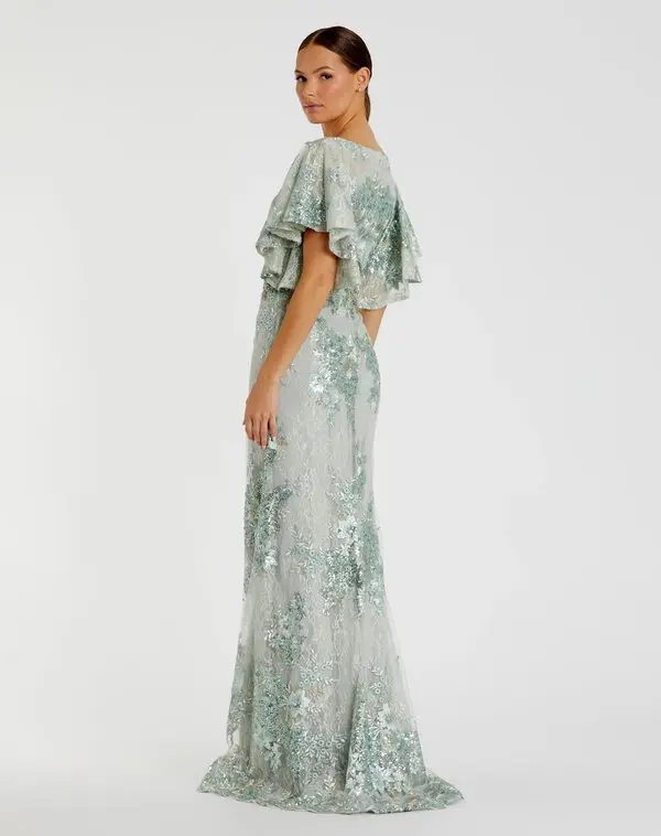 green lace dress with bell sleeves Maeva Green Lace Bell Sleeve Dress – Pluspreorder main image 0
