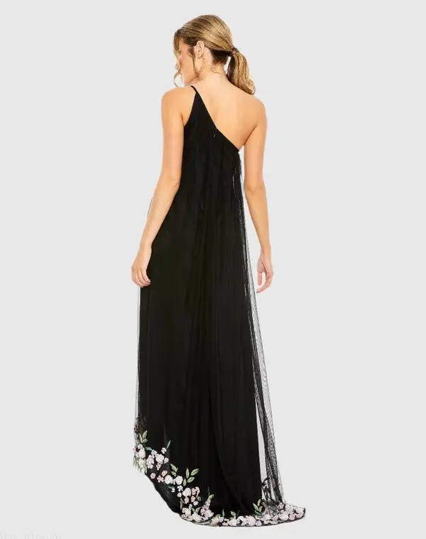 Mac Duggal One Shoulder Embellished Tulle Gown