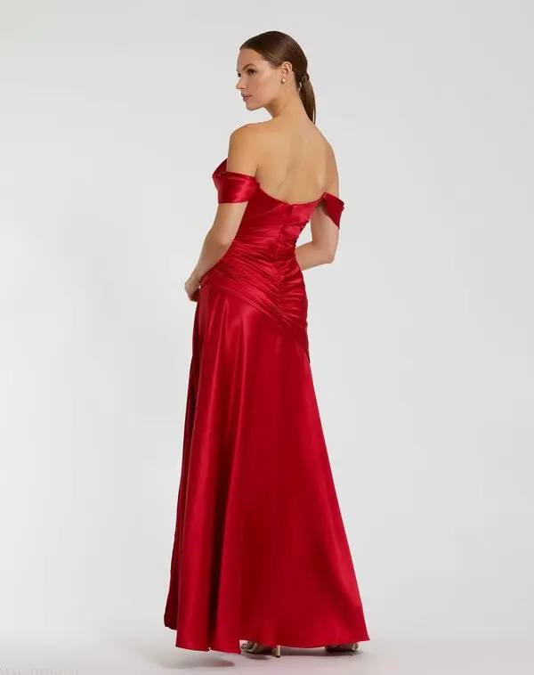Mac Duggal Satin Off-the-shoulder Gown - Red