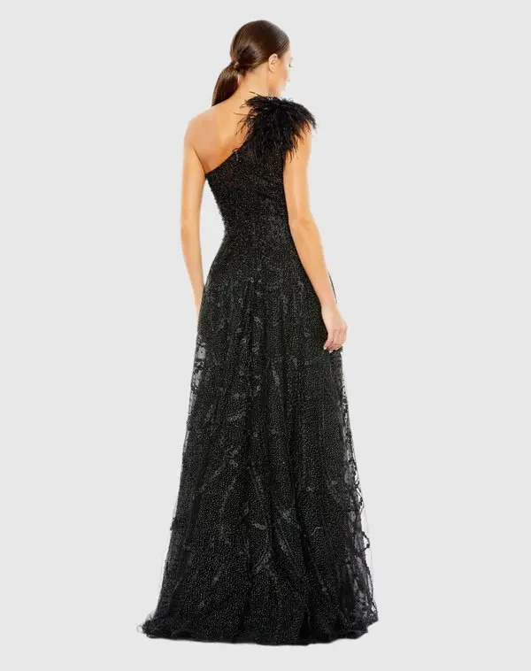 Mac Duggal Embellished One-shoulder A-line Gown - Black