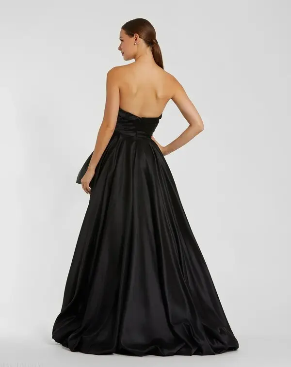 Mac Duggal Strapless Ruched High Low Gown - Black