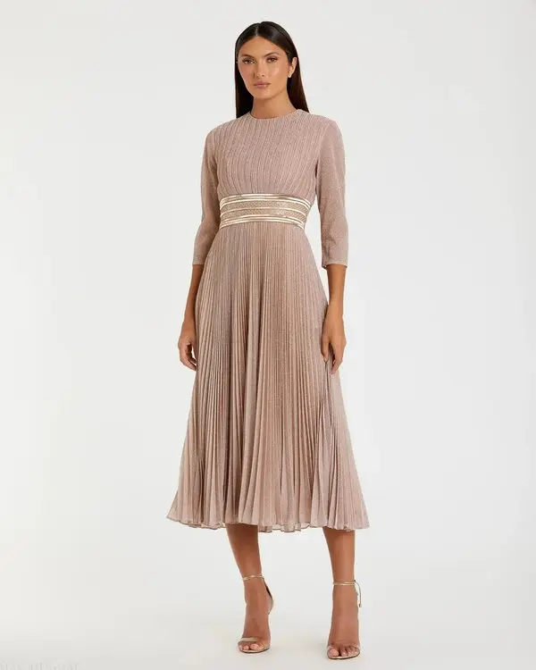Mac Duggal Shimmering A-line Midi Dress - Pink