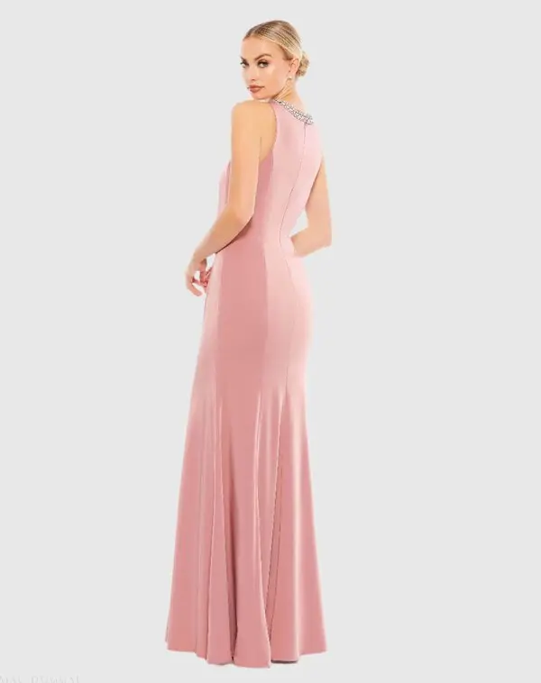 Mac Duggal Embellished Neck Trumpet Gown - Pink