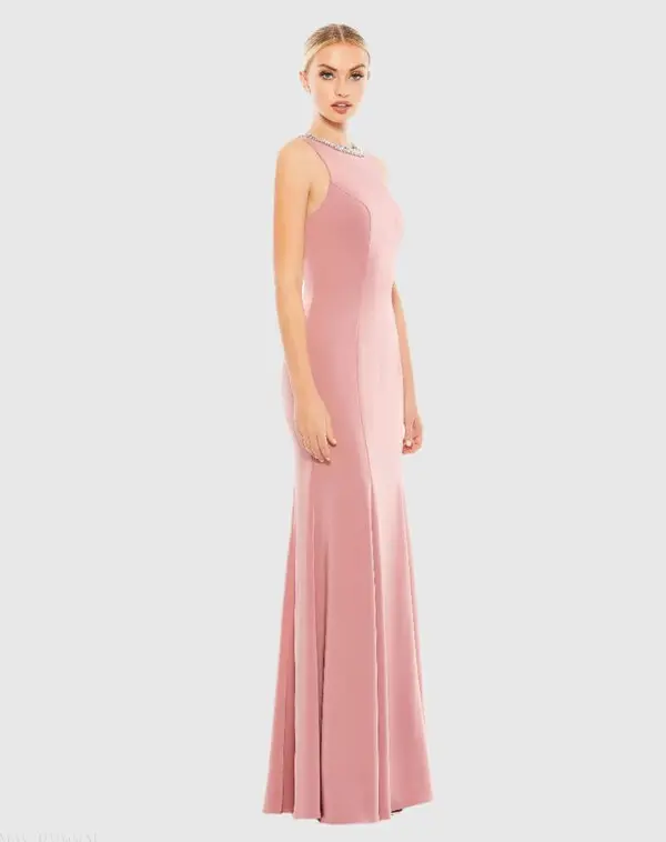 Mac Duggal Embellished Neck Trumpet Gown - Pink