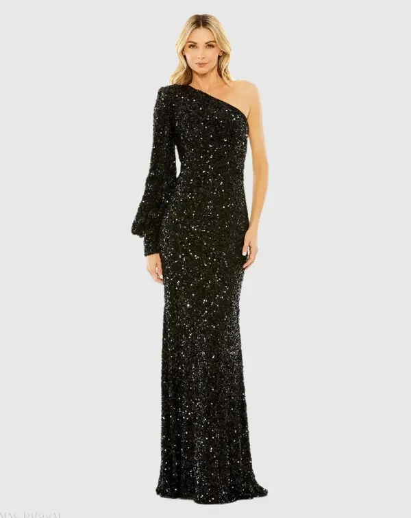 Mac Duggal Sequin Trumpet Gown - Black