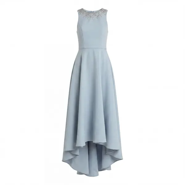 Mac Duggal Crepe Embellished Neck High-low Gown - Blue