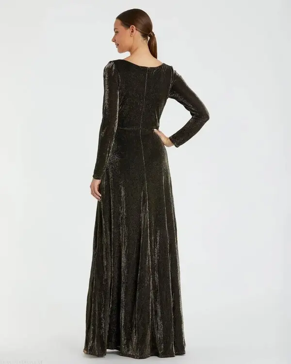Mac Duggal Lurex Gown With Slit