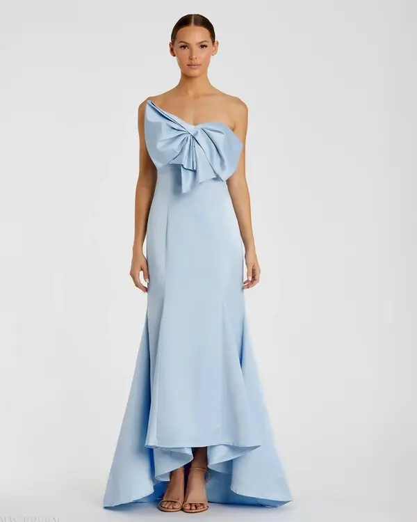 Mac Duggal Strapless Bow Mermaid Gown - Blue