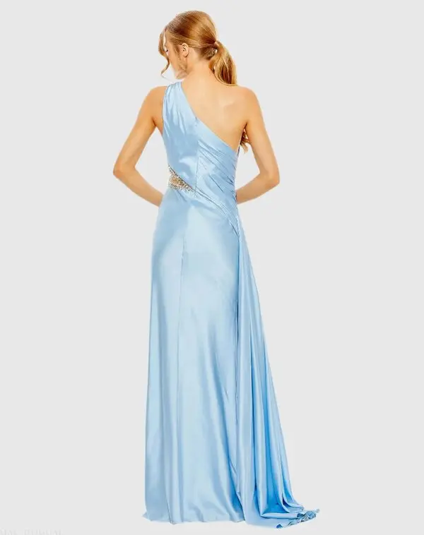 Mac Duggal One-shoulder Charmeuse Gown - Blue