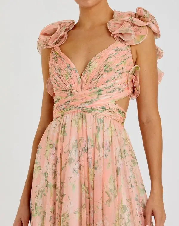 Mac Duggal Floral Cut-out Chiffon Gown - Pink