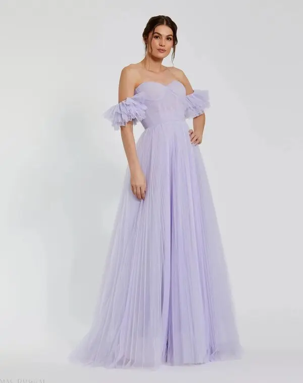 Mac Duggal Off-the-shoulder Tulle A-line Gown