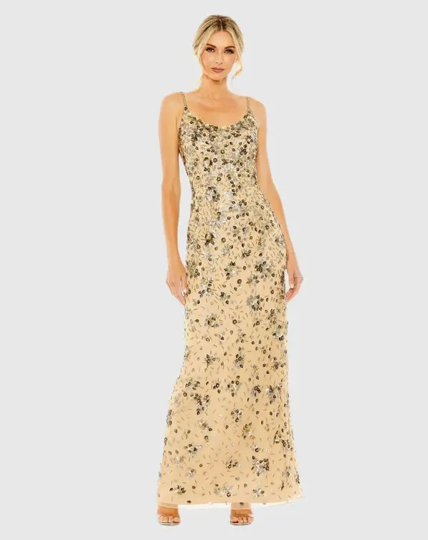 Mac Duggal Floral Embellished Gown - Neutral