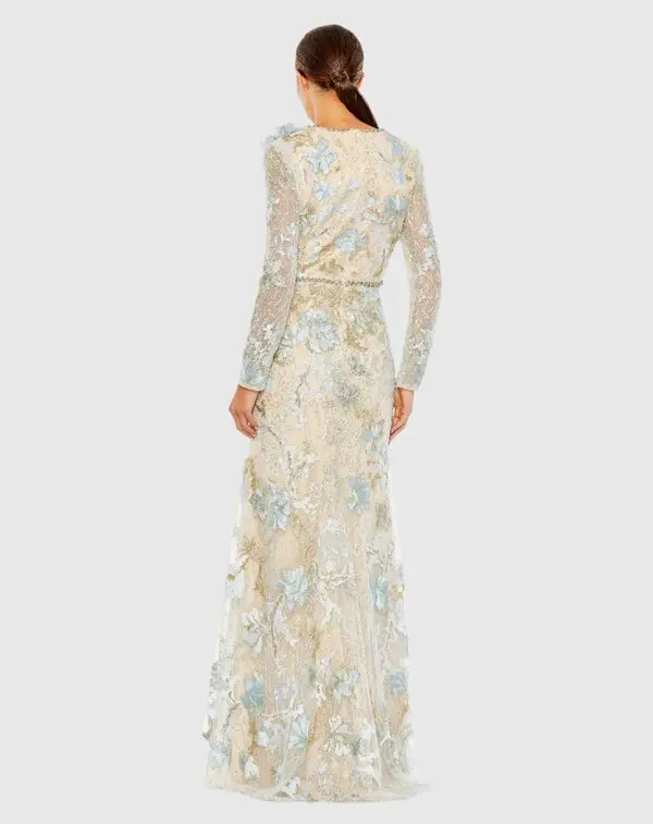 Mac Duggal Floral Embroidered Lace Trumpet Gown