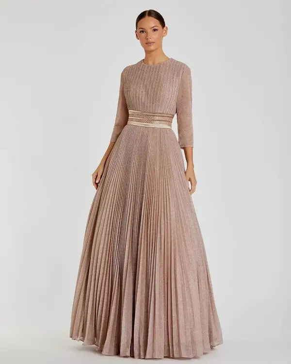 Mac Duggal Shimmering Pleated Ball Gown - Pink