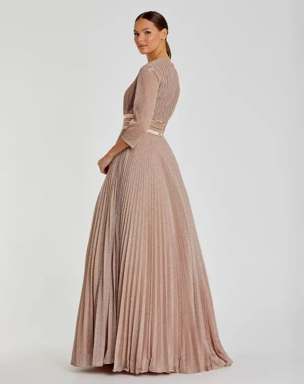 Mac Duggal Shimmering Pleated Ball Gown - Pink