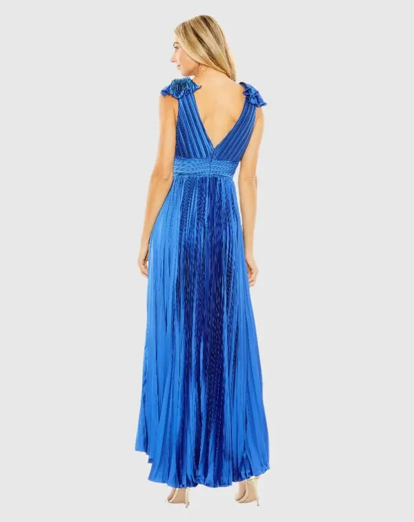 Mac Duggal Ruffle Strap Pleated High-low Gown