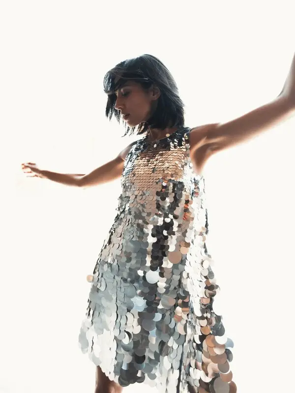 Mac Duggal Paillette Sequin Sleeveless Mini Dress