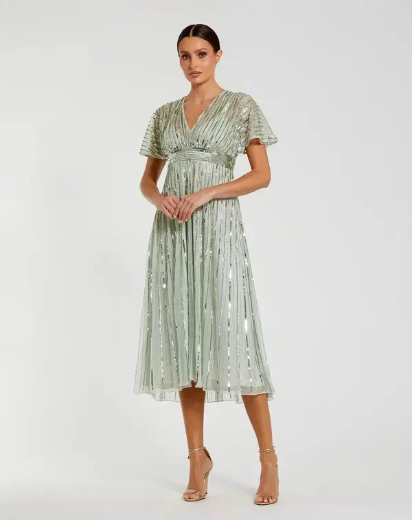 Mac Duggal Embellished Empire Waist Dress - Green | Editorialist