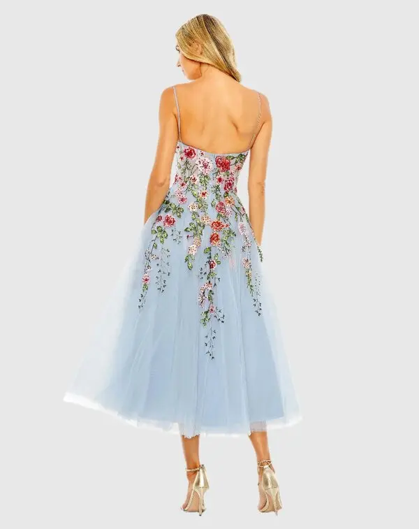 Mac Duggal Floral-embroidered A-line Dress