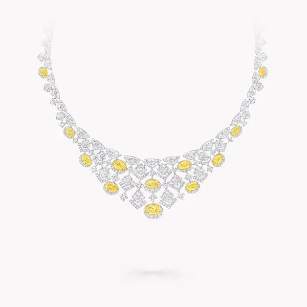 Graff Fancy Intense Yellow And White Diamond Necklace - White Gold And Yellow Gold