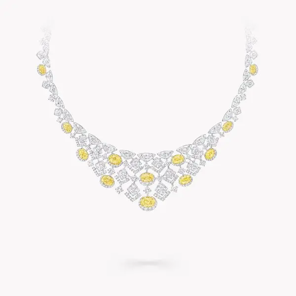 Graff Fancy Intense Yellow And White Diamond Necklace - White Gold And Yellow Gold