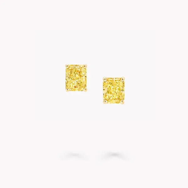 Graff Yellow Radiant Cut Diamond Stud Earrings - Yellow Gold