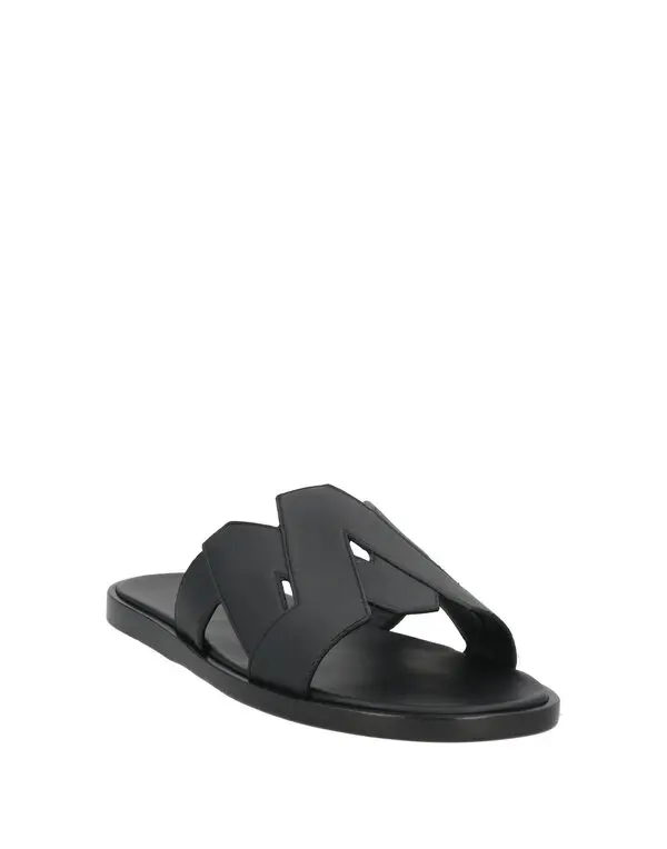 Amiri Leather Slide Sandals - Black