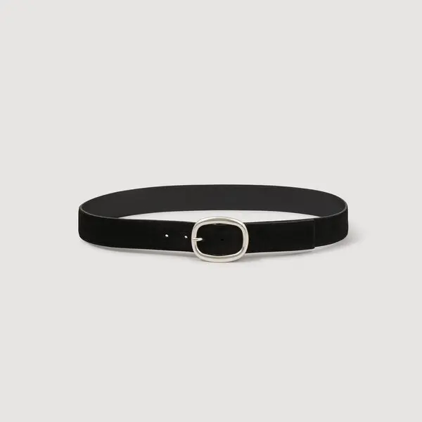 Sandro Wide Leather Belt - Black