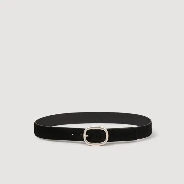 Sandro Wide Leather Belt - Black