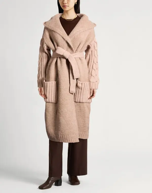 LIU •JO Belted Cable-knit Coat