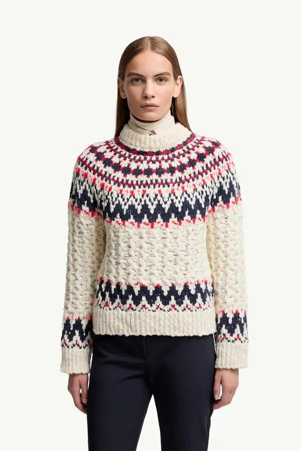 Moncler Geometric Jacquard Wool Blend Jumper