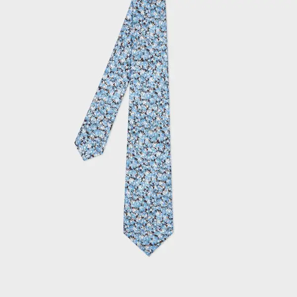 Paul Smith Digital Floral Print Neck Tie - Blue