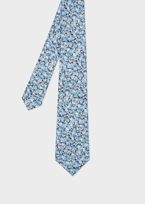 Paul Smith Digital Floral Print Neck Tie - Blue